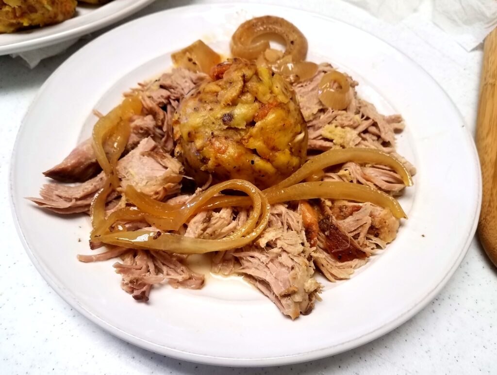 Mofongo with Pulled Pork and Shoyu prepared by the Ducks